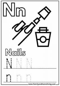 Free Letter N Coloring Worksheets For Preschoolers